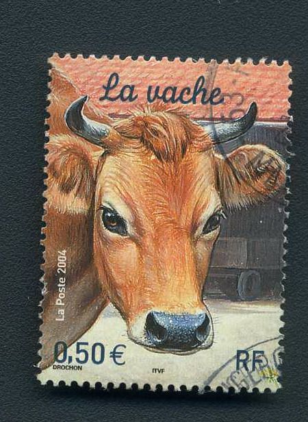 Timbre Animaux de la ferme : La vache YT N° 3664 (2004) - Philatimbre