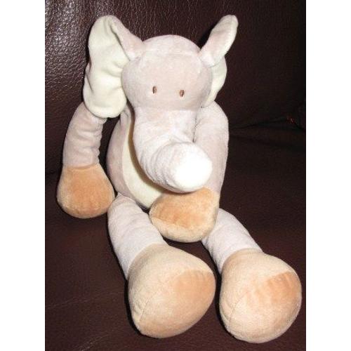 Doudou Peluche Nicotoy Éléphant Elefant 40 Cm Billes Gris Beige Aldi ...