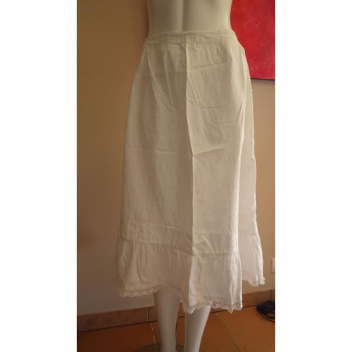Jupe vintage ancien jupon de mariage damassé Coton Unique Blanc | Rakuten