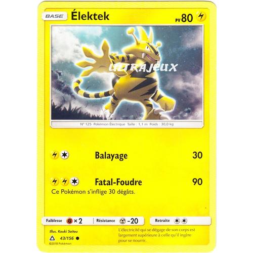 Pokémon - 43/156 - Élektek - SL5 - Soleil et Lune - Ultra Prisme ...